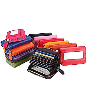 Women's RFID Blocking 12 Slots Credit Card Holder Leather Accordion Wallet,purple