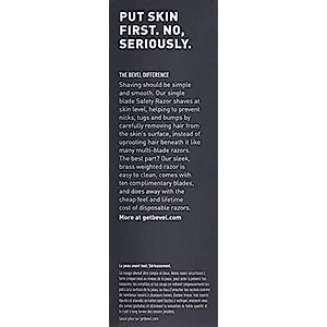 Bevel Safety Razor with Brass Weighted Handle and 10 Double Edge Safety Razor Blade Refills, Single Blade Razor for Men, Designed for Coarse Hair to Prevent Razor Bumps