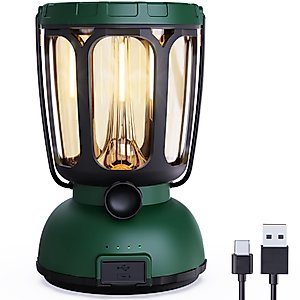 Mesqool Camping Lantern Rechargeable Battery 6000mAh, 650LM LED Lanterns for Power Outages Emergency Hurricane, Solar Hand Crank Lantern for 200 Hours