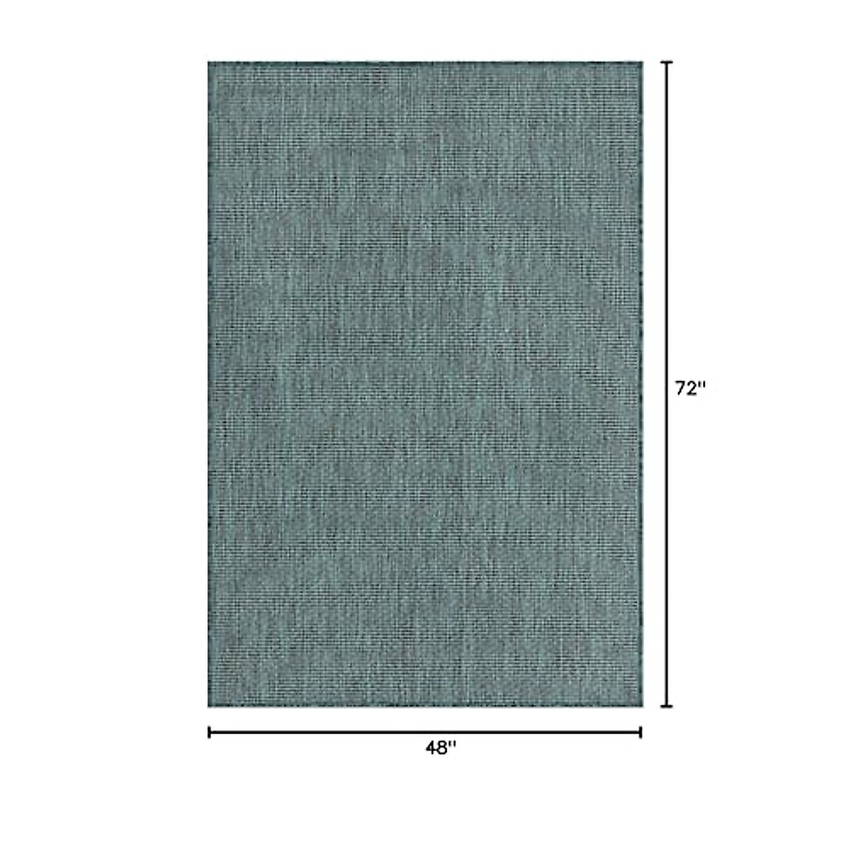 Rugs.com Outdoor Solid Collection Rug – 4' x 6' Teal Flatweave Rug Perfect for Entryways, Kitchens, Breakfast Nooks, Accent Pieces