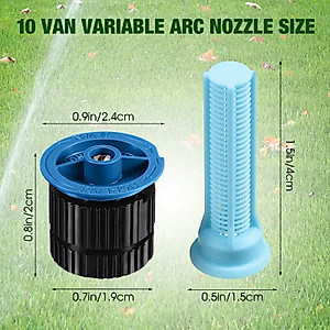 4 Pieces 10 VAN Variable Arc Adjustable Sprinkler Nozzle 360 Degree Rotating Scattering Nozzle Rotating Irrigation Spray Nozzle with Filter for Sprinklers Replacement