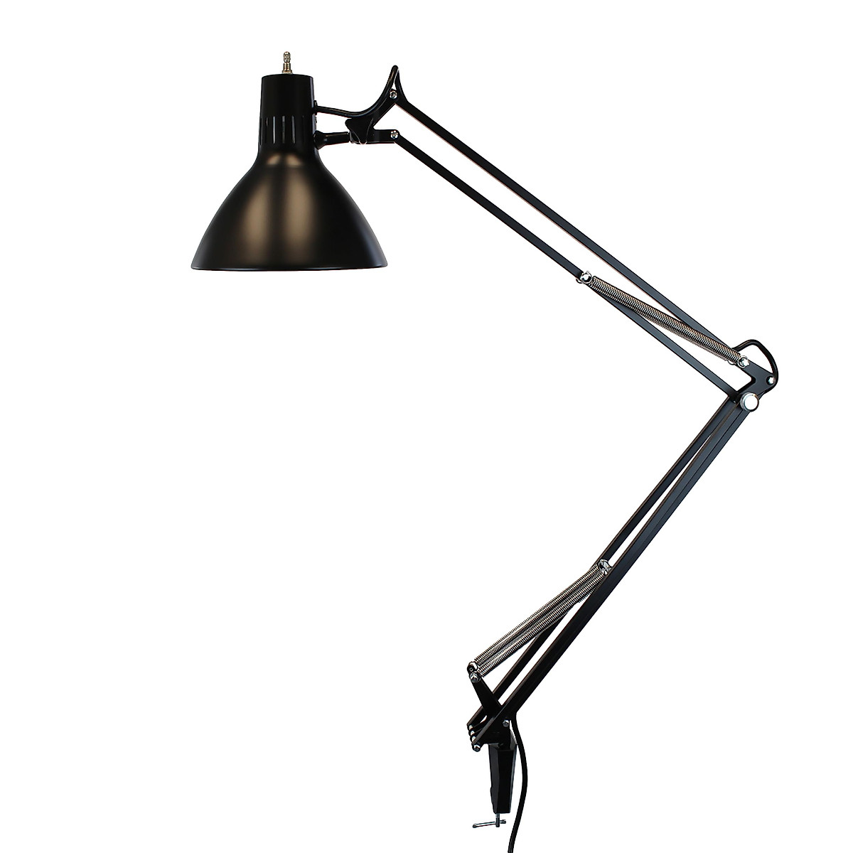 Luxo LS1ABK LS 23W CFL Task Light, 45" Powder-Coated Arm with External Springs, Edge Clamp, Black
