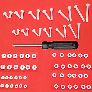 73 Pieces Non-Magnetic Nylon Round Head Bolt Screw Nut Washer Assortment Kit with Screwdriver and Storage Box - M2 M2.5 （6mm-20mm）for Most Turntable Cartridge Headshell Mounting