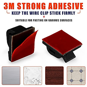 Kyuionty 60 Pcs Adhesive Cable Clips, Cable Wire Management Clips Cable Organizer Cord Holder for Wall, Under Desk, Car, TV PC Ethernet Cable (Black)