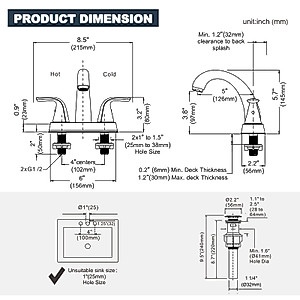 Aleasha 4 inch Centerset Bathroom Faucet Matte Black Bathroom Faucet with 2 Handles, Bathroom Sink Faucet 3 Hole for Restroom Vanity RV Bathroom
