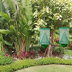 Ranch Fly Trap (4 Pack) with Adjustable Hanging Wire (2pcs) and Bait Tray | Indoor or Outdoor Fly Traps Hanging Cages for Farms, Park or Restaurants