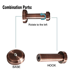 uxcell 2pcs Wall Hook Copper Wall Mounted 1.8 Inch Hooks Bag Coat Towel Bathroom Robe Hanger w Screws Copper Tone