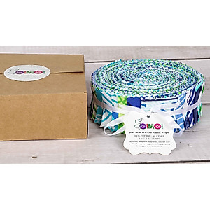 Soimoi 40Pcs Ocean Print Precut Fabrics Strips Roll Up 1.5x42 inches Cotton Jelly Rolls for Quilting - Medium Blue