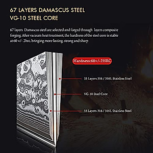 Professinal Damascus steel VG10 Core Kithen Chef Knife Set (Gentleness Raindrop Patter 5 PC)