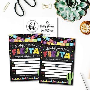 25 Fiesta Baby Shower Invitations, Sprinkle Invite for boy or girl, Spanish Mexican Theme Gender Neutral Reveal, Cute Printed Fill or Write In Blank Printable Card Coed Twin Party Stock Paper Supplies