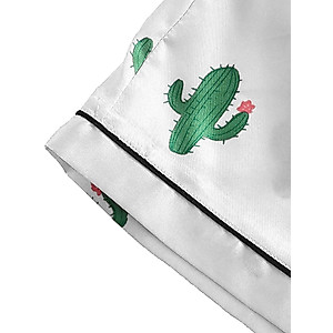 Remidoo Women's Short Sleeve Button Down Satin 2 Piece Pajama Set Sleepwear White Small