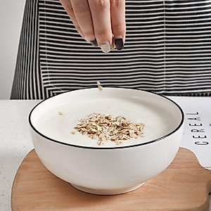 TGLBT Salad Bowls 40 Ounce Porcelain Soup Serving Pasta Bowl Set, White, Stackable, 3 Packs