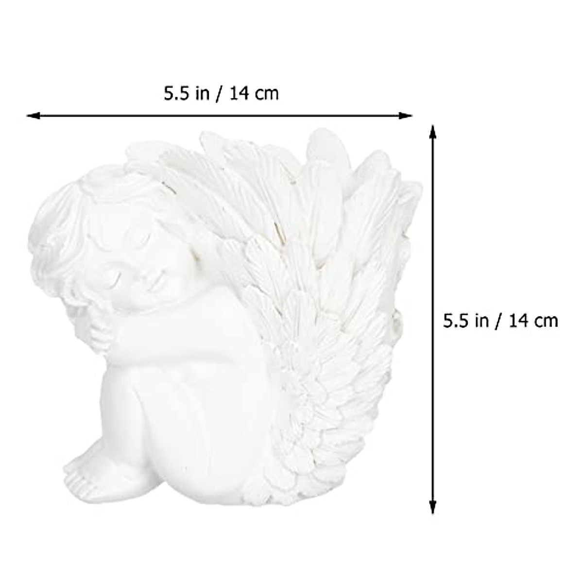 YARDWE Angel Figurine Pen Holder Succulent Planter Pot Angel Head Face Planter Pot Cement Cactus Flower Holder Bonsai Container for Indoor Garden Plants