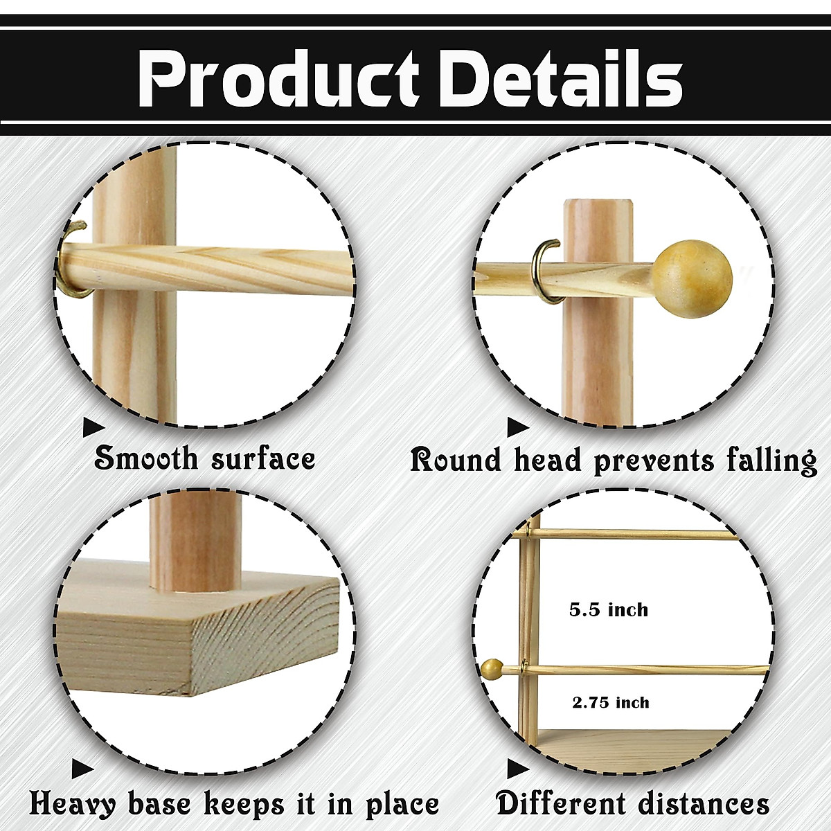 SAVINA Ribbon Organizer - Wooden Ribbon Rack Holder for Sewing Craft, Wreath, Mesh, Thread, Tape, Roll - Ideal for Florist Arts & Gift Wrapping Storage