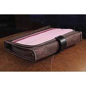Proverbs 3:5 Tri-fold Bible Cover for Women, Bible Study Organizer, Velcro Closure, Nylon, Pink/Brown, Large