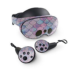 MightySkins Glossy Glitter Skin Compatible with Meta Quest Pro - Mermaid Scales | Protective, Durable High-Gloss Glitter Finish | Easy to Apply, Remove, and Change Styles | Made in The USA
