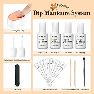 AZUREBEAUTY Dip Nails Powder Starter Kit, Maple Grey Sage Green Dark 8 Colors Set with Nail Swatch Sticks, Fall Nail Art Base Glossy/Matte Top Coat Activator Essential Liquid Manicure DIY Salon 30 PCS
