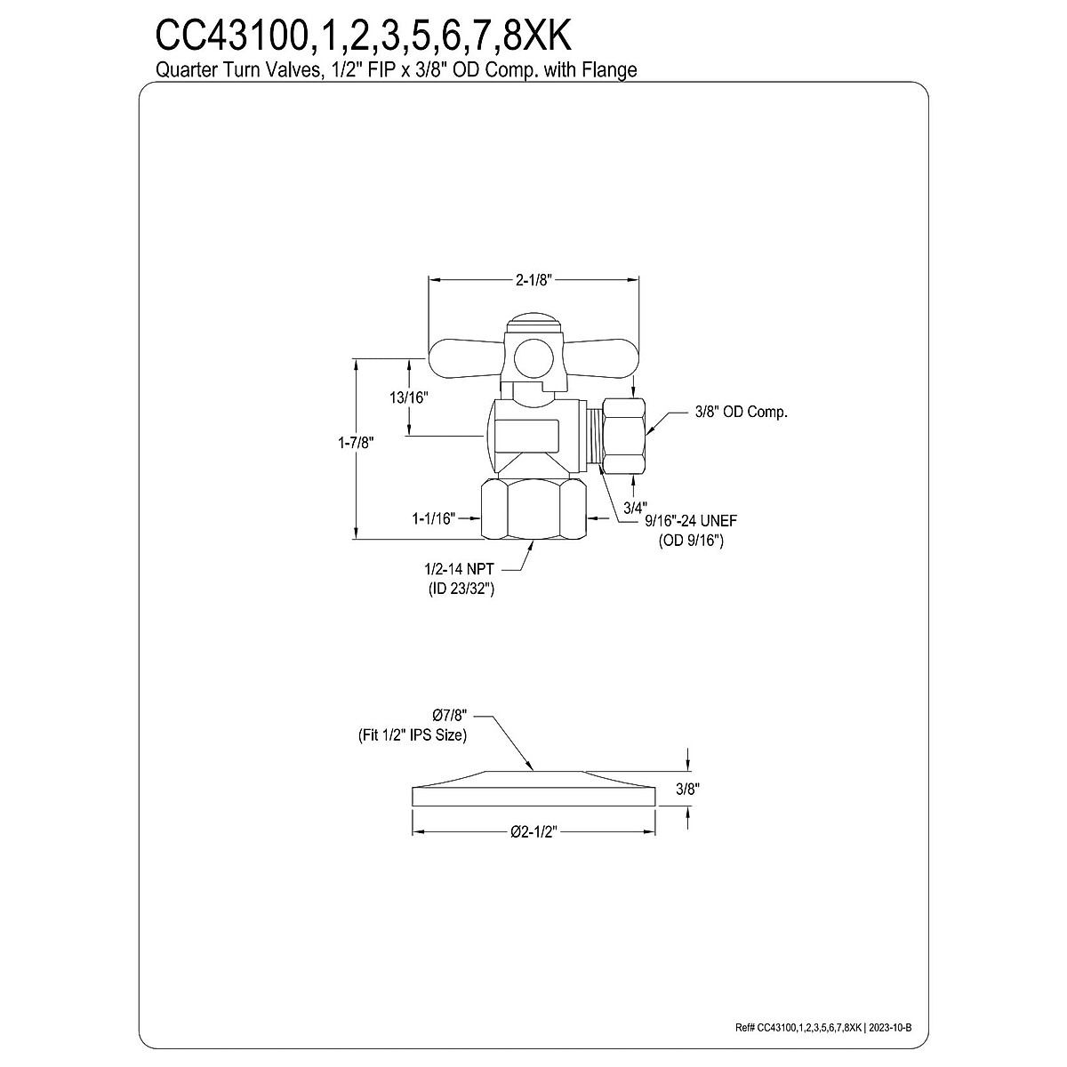 Kingston Brass CC43101XK Vintage Angle Stop Valve, Polished Chrome