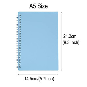 Spiral Notebook, 6 Pcs A5 Thick Plastic Hardcover 8mm Ruled 6 Color 80 Sheets -160 Pages Journals for Study and Notes (6 colors, A5 5.7" x 8.3"-Ruled)