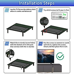 TV Stand Base for Element Roku TV, for Element 300 Series 400 Series 450 Series Smart TV, TV Stand Legs for 24 32 43 50 55 58 65 70 75 Inch Element TV with Screws Set and Instructions, Easy to Install