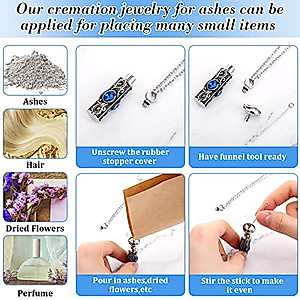 10 Pcs Urn Necklace for Ashes Cremation Jewelry Wings Tear Drop Cross Crystal Ashes Necklace Stainless Steel Zircon Memorial Locket Vertical Bar Heart Waterproof Ashes Keepsake for Men (Blue)