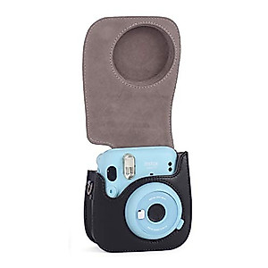 Phetium Instant Camera Case Compatible with Instax Mini 11,PU Leather Bag with Pocket and Adjustable Shoulder Strap (Black)