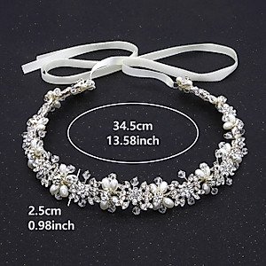 Oriamour Bridal Headpiece Flower Design Wedding Headband Bridal Hair Accessories (Silver)