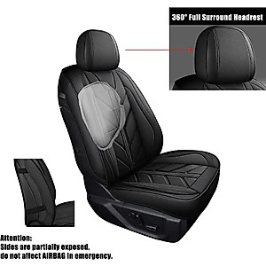 BALLIOL Pickup Seats Covers Compatible with Toyota Tacoma 2005-2023 SR SR5 TRD Off-Road TRD Pro TRD Sport Trall Special Edition Faux Leather(Black,2 PCS Front Seat)