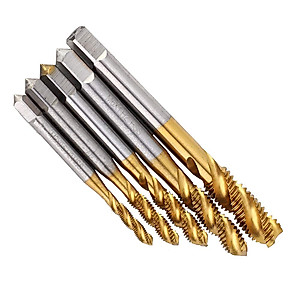 5 Pcs Plated Drill bit Set, M3-M8, Tap Bit Screw Kit for Drilling Metal, Tile, Concrete, Brick, Glass, Plastic and Wood