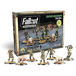 Modiphius Fallout Wasteland Warfare: Super Mutants Core Box (Updated) - 7 Unpainted Resin Miniatures, RPG, Includes Scenic Bases, 32MM Scale Figures, Tabletop Roleplaying Game Minifigures