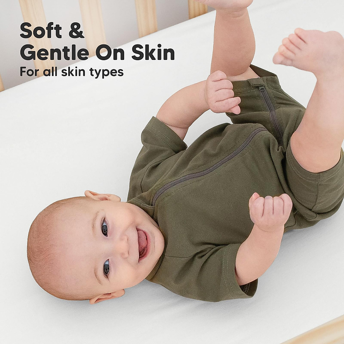 KeaBabies 2-Pack Organic Crib Sheets for Boys, Girls - Fitted Crib Mattress Sheet Neutral, Breathable Jersey Cotton Cover for Baby Bed, Toddler Mattress, Soft & Cute Prints (Soft White)