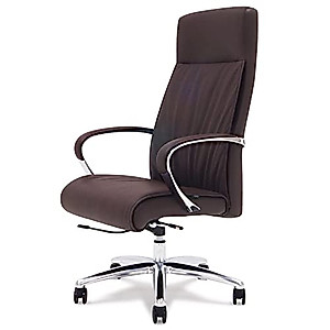 ZURI Forbes Genuine Leather Aluminum Base High Back Executive Chair - Dark Brown