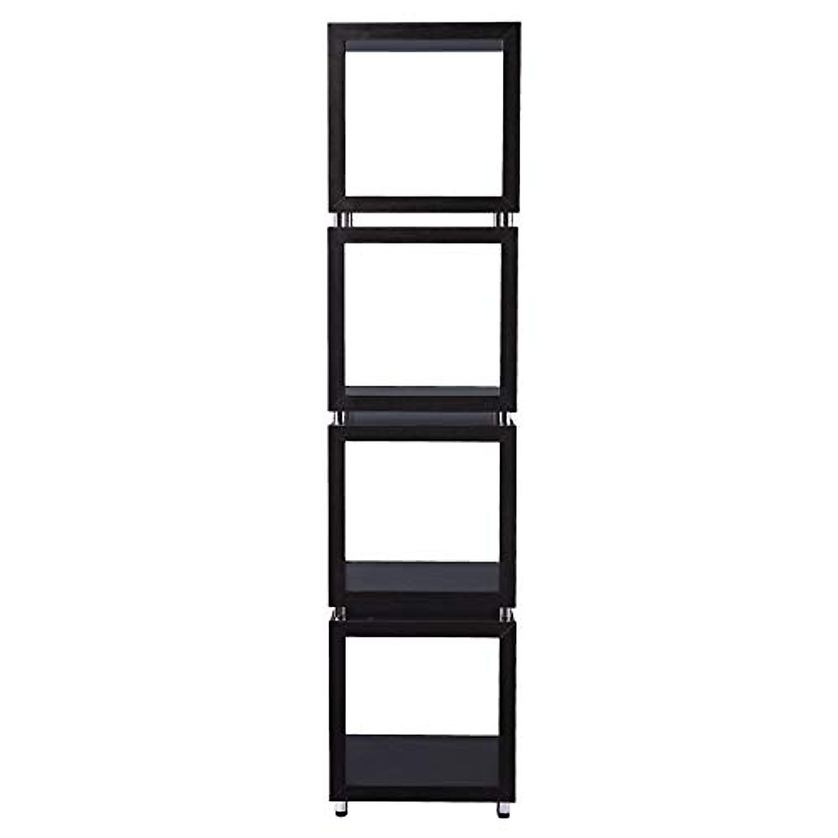 SEI Furniture Portgren 4-Tier Bookshelf, Dark Espresso/Chrome