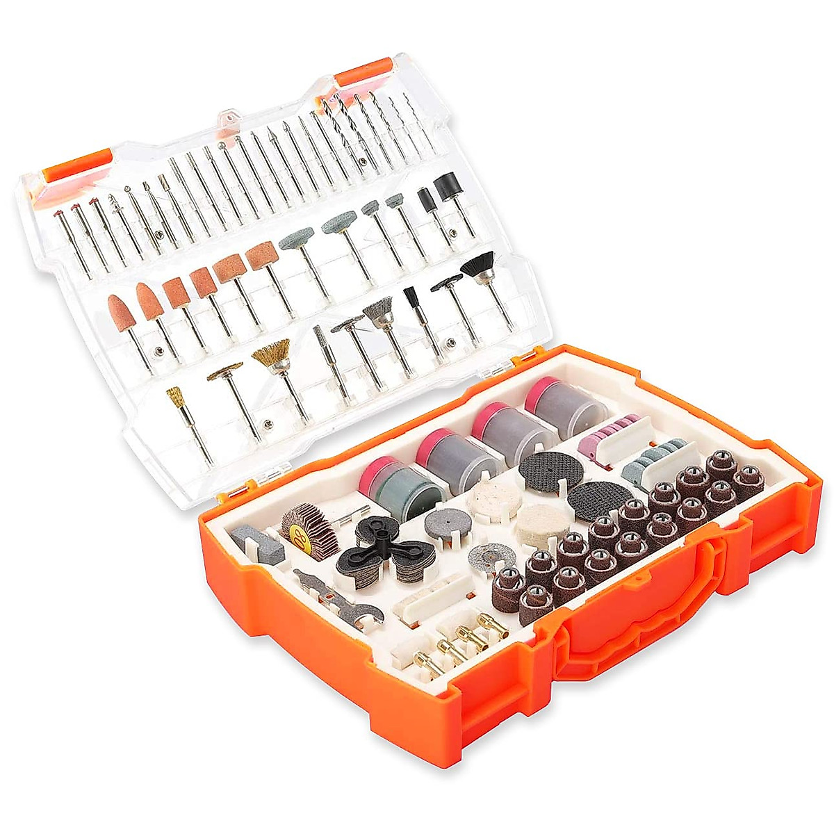 Luckyway 361-Piece Rotary Tool Accessories Kit, Grinding Polishing Drilling Kits, 1/8" Shank Electric Grinder Universal Fitment for Easy Cutting, Grinding, Sanding, Sharpening, Carving and Polishing