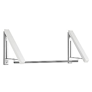 mDesign Expandable Metal Wall Mount Clothes Air Drying Rack - for Indoor Air Drying and Hanging Clothing, Towels, Lingerie, Hosiery, Delicates - Great for Laundry Room, Bathroom, Utility Area - White