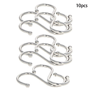 MroMax Stainless Steel S Hooks,65mm/2.56" Silver S Shaped Hook Hangers for Kitchen Bathroom Bedroom Storage Room Office Outdoor Multiple Uses, 10Pcs