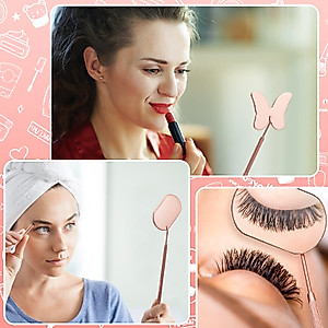2 Pieces Lash Mirror Stainless Steel Lash Makeup Mirror Butterfly Eyelash Mirror Detachable Square Lash Extension Mirror Eyelash Extensions Accessories for Lash Extension Supplies, Pink and Rose Gold