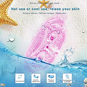 CONBELLA Ice Face Mask for Woman Man, Hot or Cold Gel Bead Ice Mask for face with Eye Holes & Soft Plush Backing, Ice Gel Freezer Eye Mask for Puffy Eyes, Redness, Headaches, Stress (#43 Green)