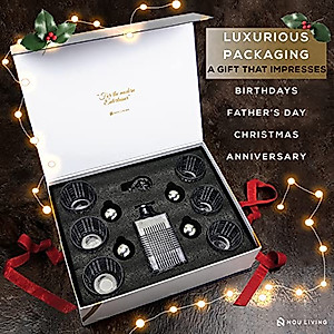 Nou Living Crystal Whiskey Decanter Set with Glasses – Whisky Decanter & Glass Set of 6 – Whiskey Decanter Sets for Men – 11 Pc Whiskey Gift Set - Crystal Liquor Decanters for Alcohol, Bourbon