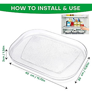 Hmdswa Lazy Susan Turntable Organizer for Refrigerator, 15.75'' Large Fridge Lazy Susan Organizer Rectangle - Clear PET Material | Space-Saving Solution for Easy Access
