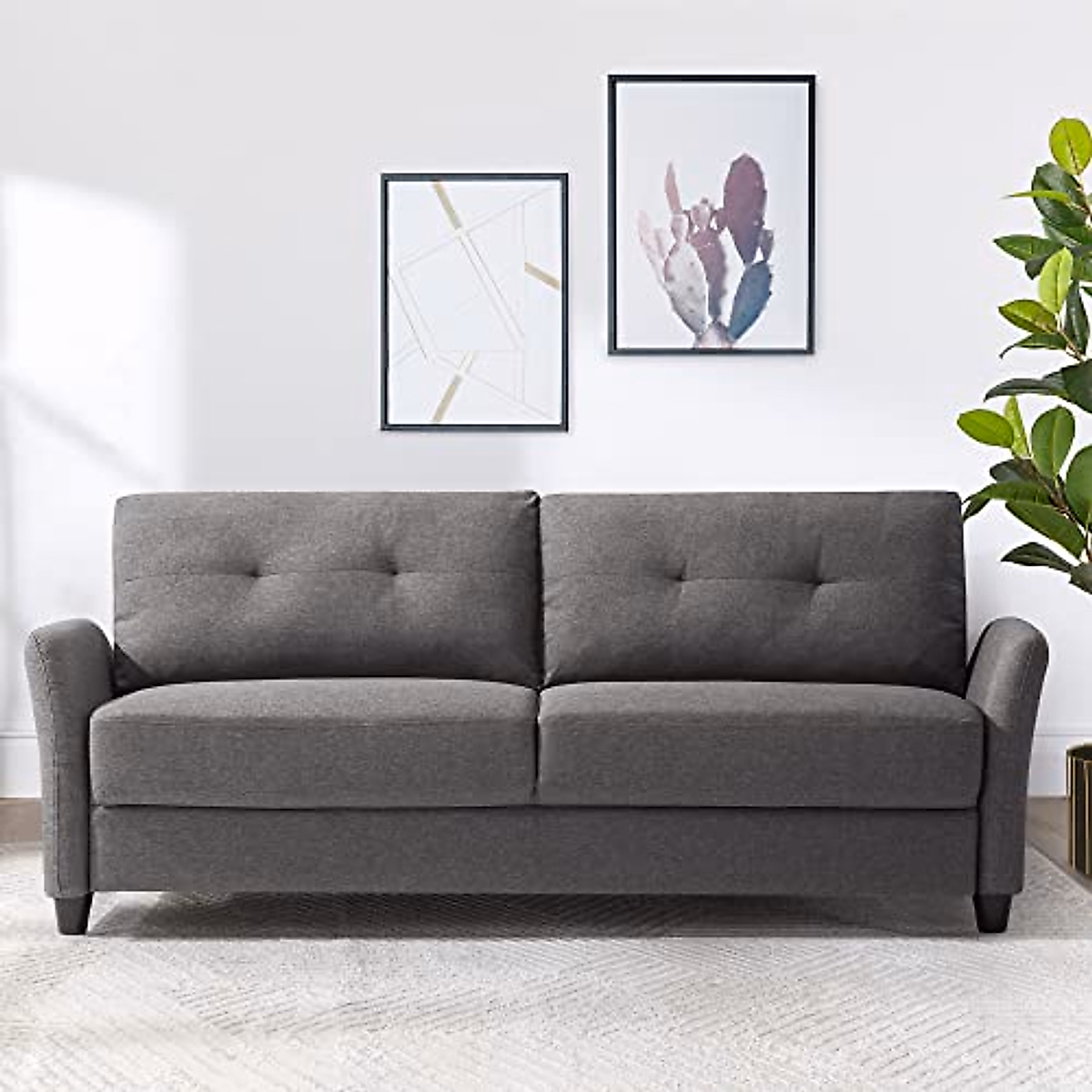 ZINUS Ricardo Sofa Couch / Tufted Cushions / Easy, Tool-Free Assembly, Dark Grey