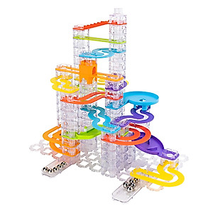 Fat Brain Toys Trestle Tracks Deluxe Marble Run Set, 124-Piece Modular Marble Track, Toys for Kids, Marble Set, Girl and Boy Toys, Fun Toys for Ages 8-13+