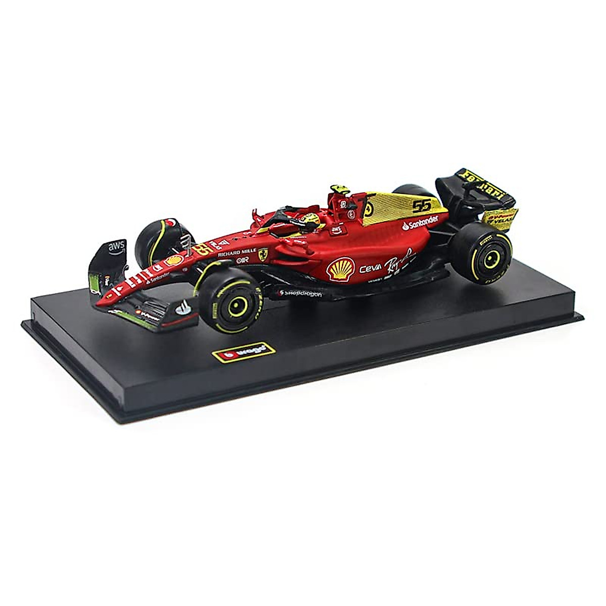 JODIYAAH Bburago 1/43 2022 F1-75 75th Anniversary Giallo Modena #16 Charles Leclerc F1-75#55 Carlos Sainz Alloy Luxury Vehicle Diecast Cars Model Toy Collection Gift (F1-75#55 Hardcover)