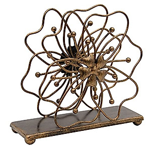 OwlGift Flower Style Napkin Holder, Freestanding Tissue Dispenser, Dining Table Napkin Storage for Home Kitchen Restaurant Picnic Party Wedding Housewarming – Bronze