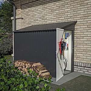 QGQURH 4' x 8' Outdoor Storage Shed Clearance with Lockable Door Metal Garden Tool Storage Shed 2 Air Vents for Backyard Garden Patio Lawn,Black