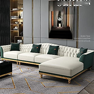 SXNBH Sofa Postmodern Living Room Corner Combination Size Apartment Villa Leather Sofa