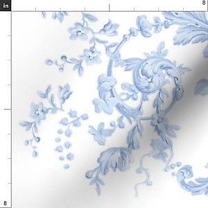 Spoonflower Fabric - Grandmillennial Cottagecore French Countryside Blue and White Floral Printed on Petal Signature Cotton Fabric by The Yard - Sewing Quilting Apparel Crafts Decor