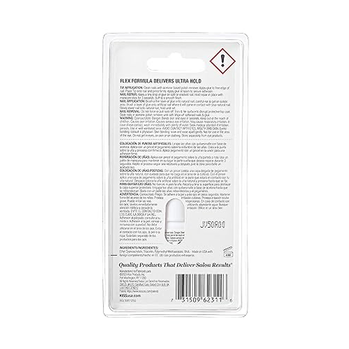 KISS PowerFlex Brush-On Nail Glue for Press On Nails, Ultra Hold Flex Formula Nail Adhesive, includes One Bottle 5g (0.17 oz.) with Twist-Off Cap & Brush Applicator