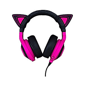Razer Kitty Ears for Kraken Headsets: Compatible with Kraken 2019, Kraken TE Headsets - Adjustable Straps - Water Resistant Construction - Neon Purple