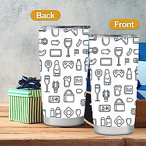 FOCIUZTA 20oz Playful Gaming Pattern Tumbler with Lid, Travel Coffee Cup, Ideal for Easter, Gaming Enthusiast, Mother Day, and Birthday Gifts